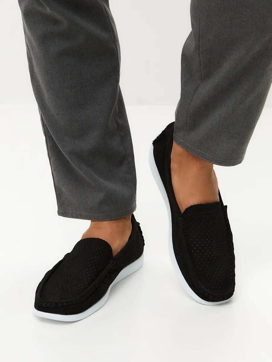 Мокасины кожаные летние с перфорацией