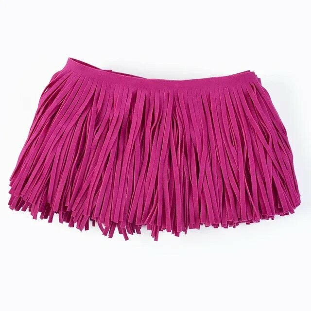 Бархатная бахрома из искусственной кожи Meetee 2 м Розовый, 15cmX3mm, TF005-RoseRed63