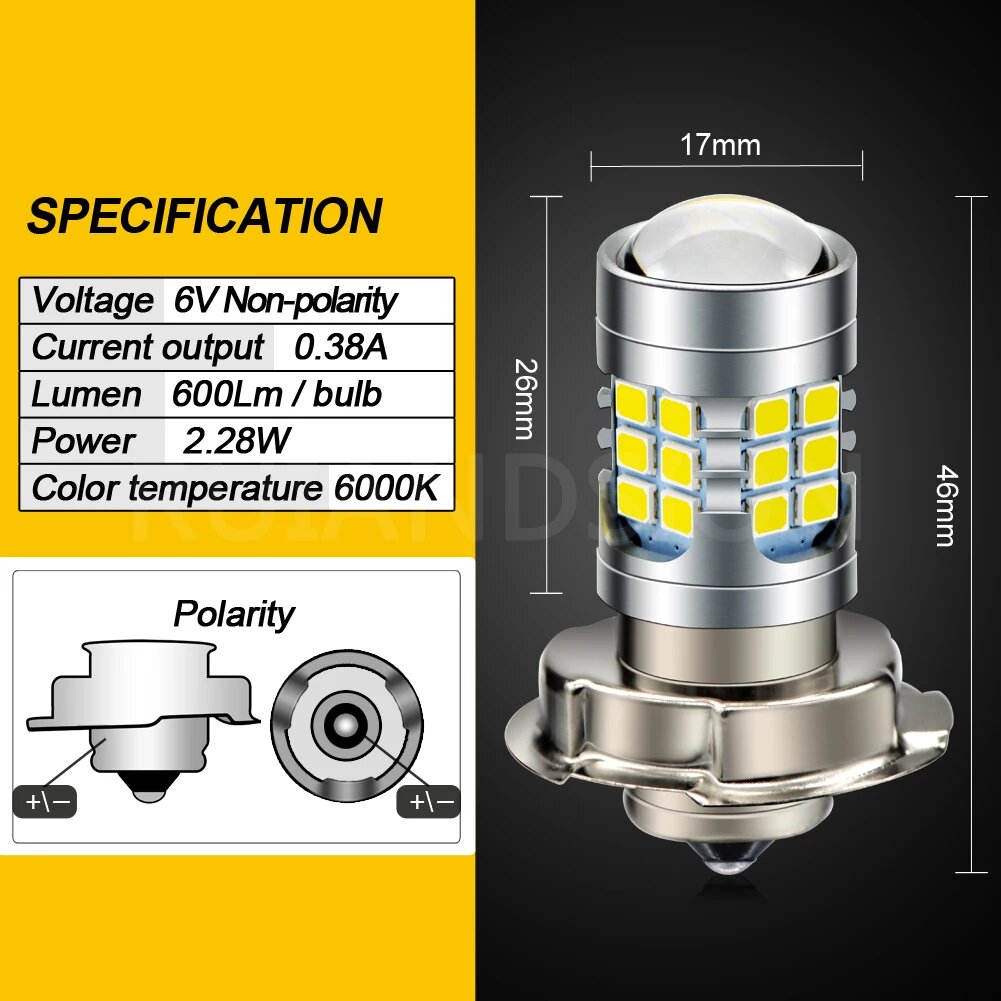 P15D Лампа для фар H6M P26S P36D Светодиодная лампа для скутера Лампа для мотоцикла P26S 6V