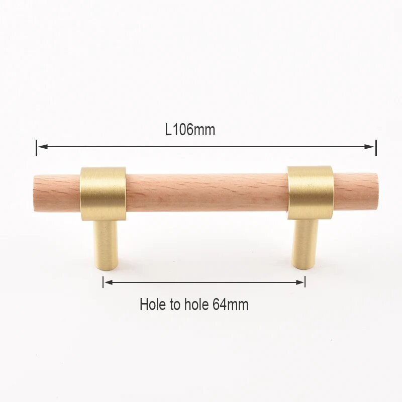 Ручки для шкафов, 64mm Beech, L106mm