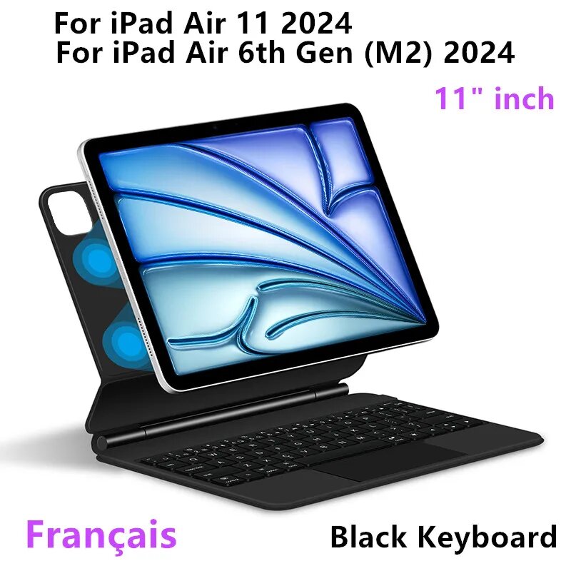 HUWEI Волшебная клавиатура для iPad Air 11 2024 Black French