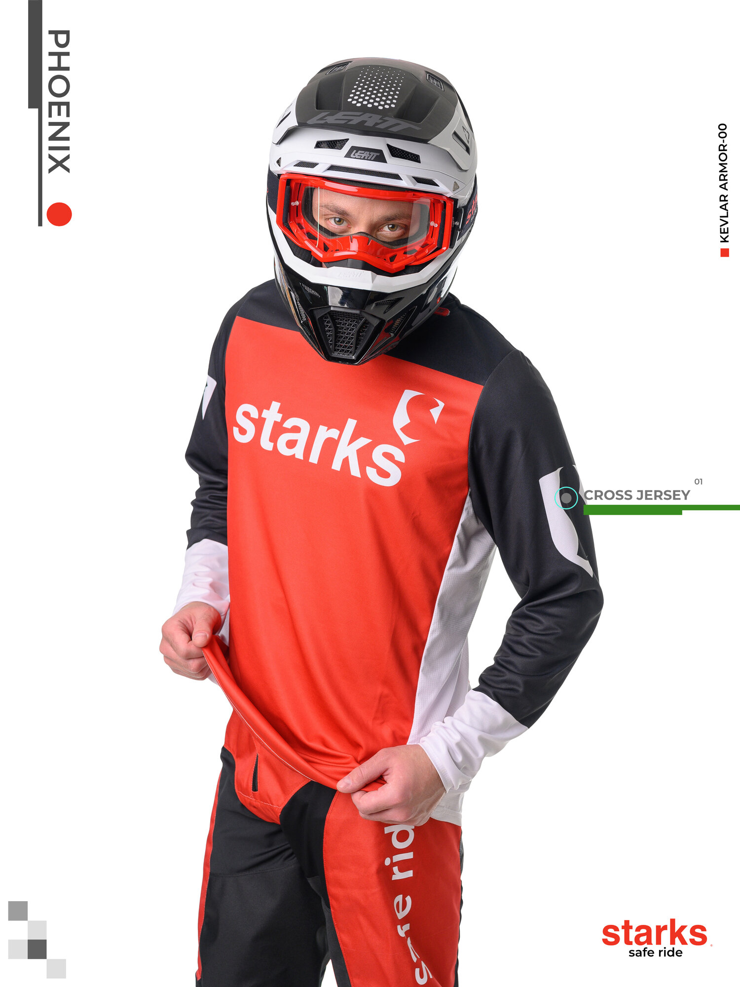 Джерси Starks PHOENIX (красный/черный), мотоэкипировка, мото, эндуро