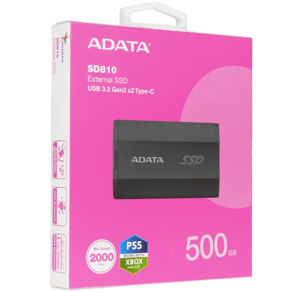 500 ГБ Внешний SSD ADATA SD810 [SD810-500G-CBK], USB 3.2 Gen 2x2 Type-C