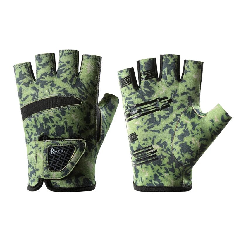 Камуфляжные перчатки для рыбалки XL, цвет Half green
