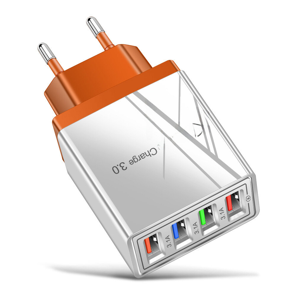 Зарядное устройство HCJTWIN, 4 порта USB, 15Вт, 3А, оранжевое