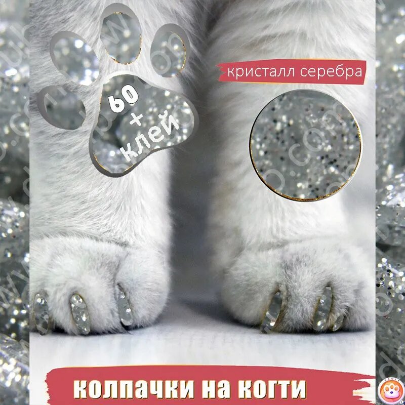 Антицарапки60 шт, колпачки на когти для кошек, колпачки защитные на ногти для кошек и котят, Мягкие коготки
