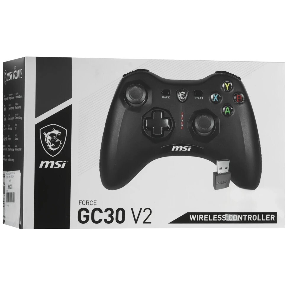 Геймпад беспроводной/проводной MSI Force GC30 V2 черный, Android, PC, PlayStation 3