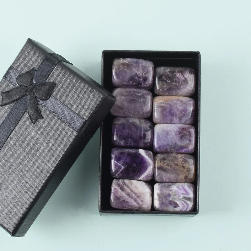 Набор из 10 натуральных кварцевых камней Фиолетовый, amethyst