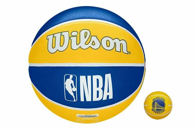 Баскетбольный мяч унисекс Wilson NBA Golden State Warriors, Size 7, желтый синий мультиколор, 5025066