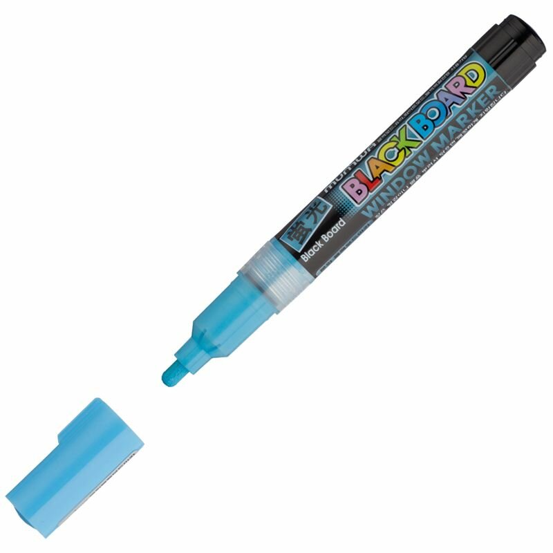 Маркер меловой MunHwa "Black Board Marker", голубой, 3 мм, влагостираемый, для гладких поверхностей