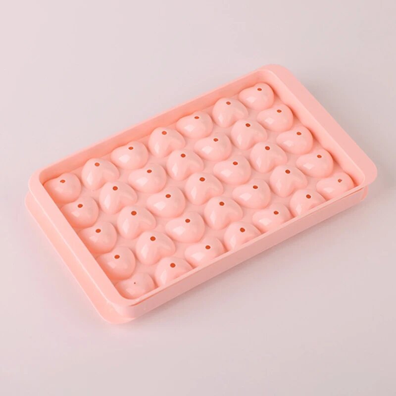 Формы для льда из силикона сердце 35 ячеек Розовый, Pink