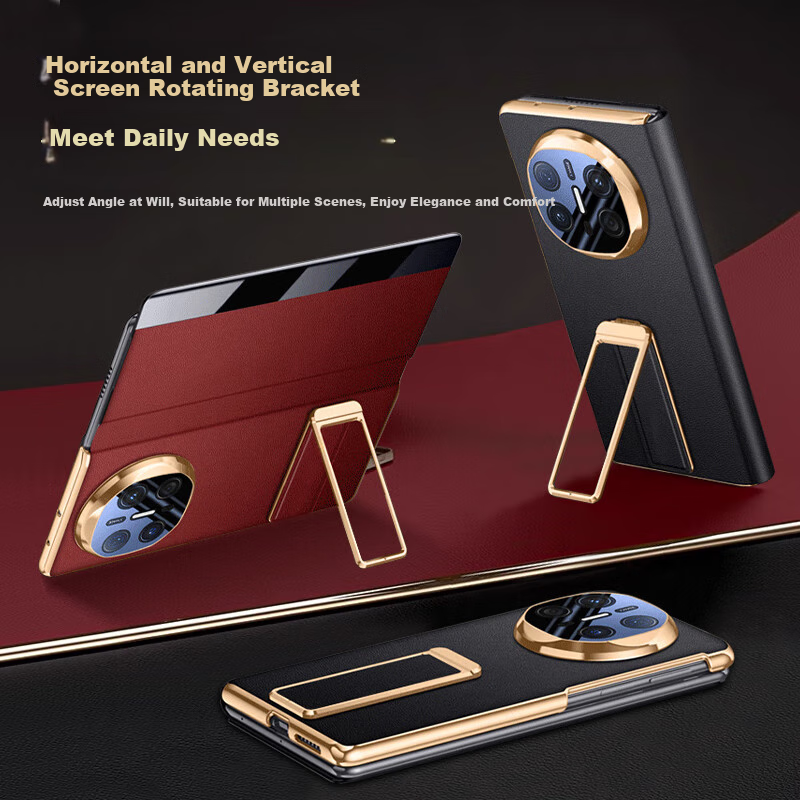 Кейс Kulefeng для Huawei Mate X6 с умным окном и поворотной подставкой, защитный чехол из кожи, красный Версия：Умное