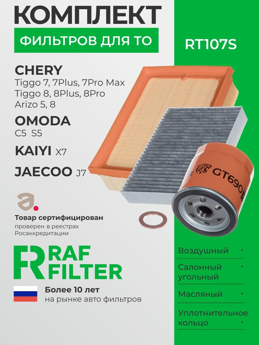 Комплект фильтров Chery Tiggo 7, Tiggo 8, Чери Тигго 7, Тигго 8, Arizo 5, 8, Аризо, Omoda C5, S5, Омода, Kaiyi X7, Каи Х7, Jaecoo J7, Джейку, ОЕМ 151000079AA, F4J201012010