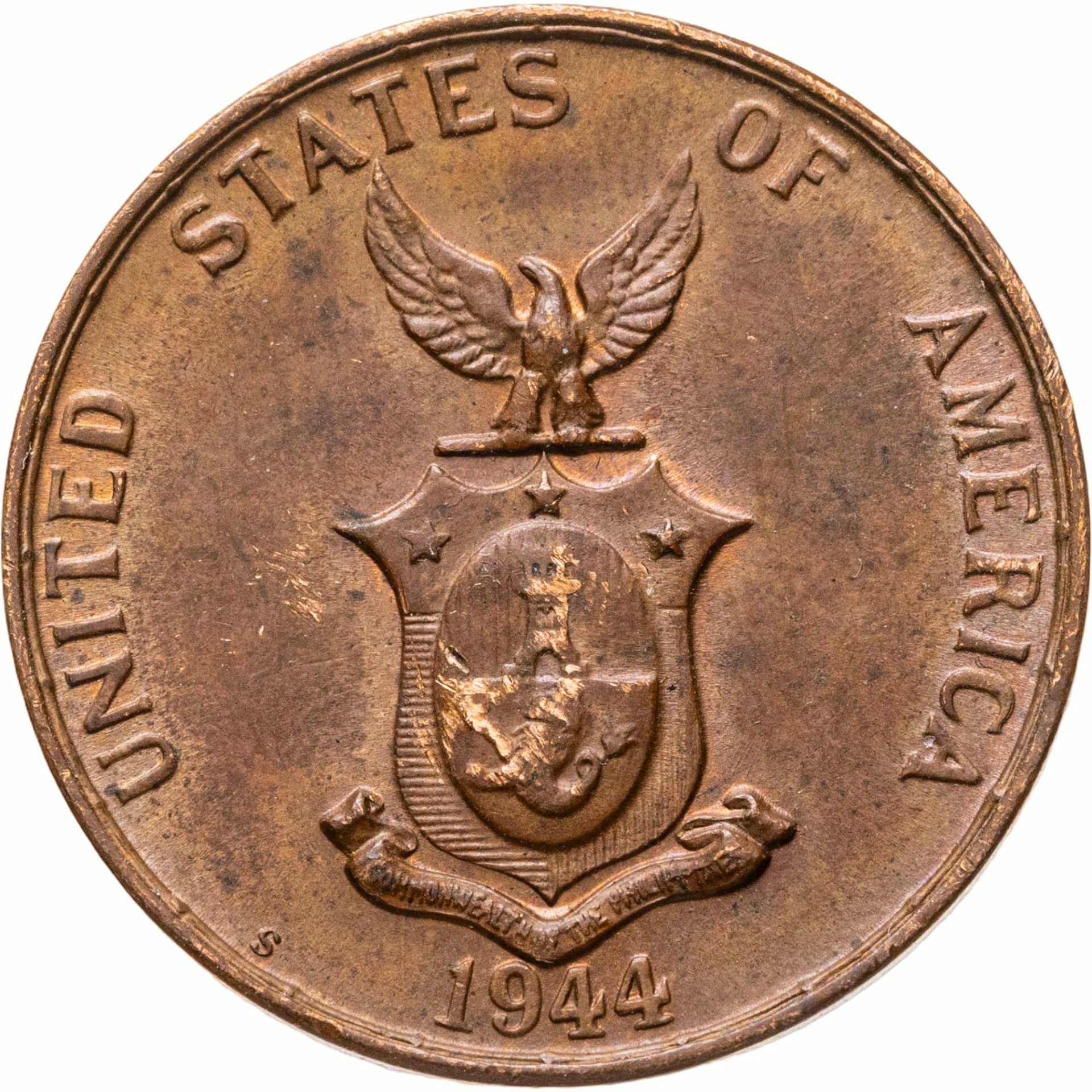 Филиппины 1 сентаво centavo 1944, Бронза, в сохранности XF