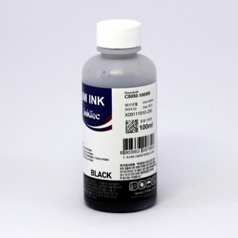 Чернила InkTec Premium Inks C5050-100MB для Canon, пигментные, чёрные Black, 100 мл