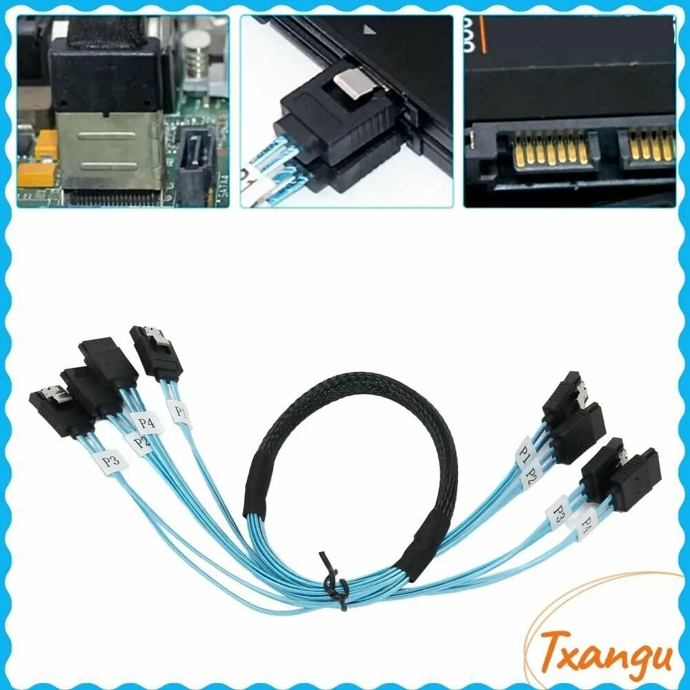 MINI SAS 4SATA Кабель, Гибкий и прочный, 12 Гбит/с, для подключения к компьютеру и жесткому диску