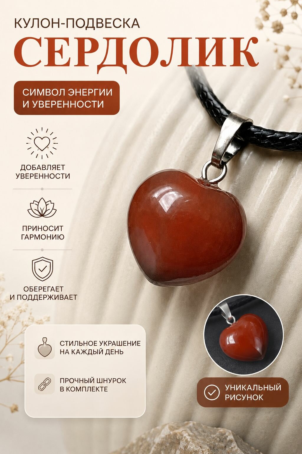 Колье, сердолик