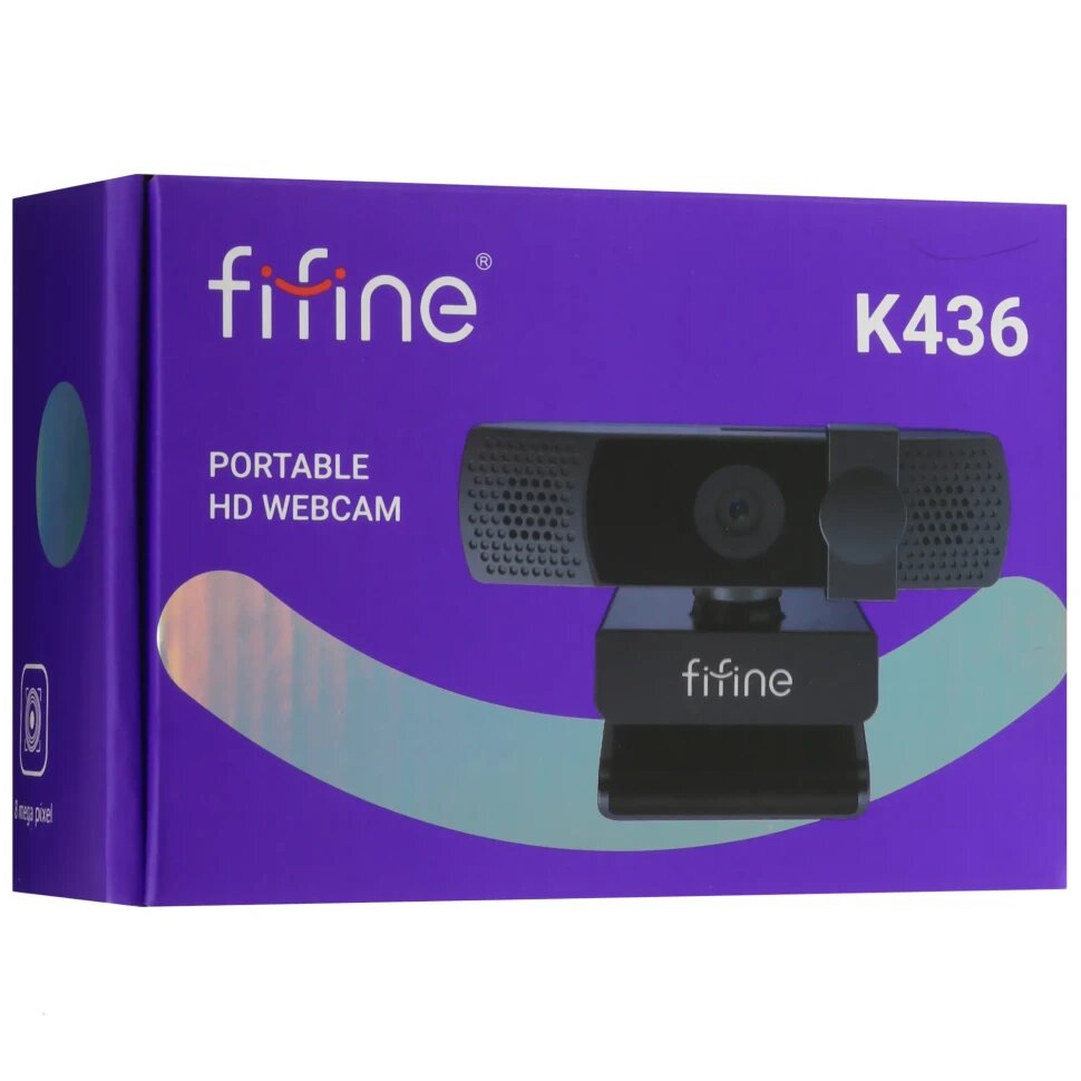 Веб-камера Fifine K436, 1920x1080, 8 Мп, CMOS, USB Type-A, черный