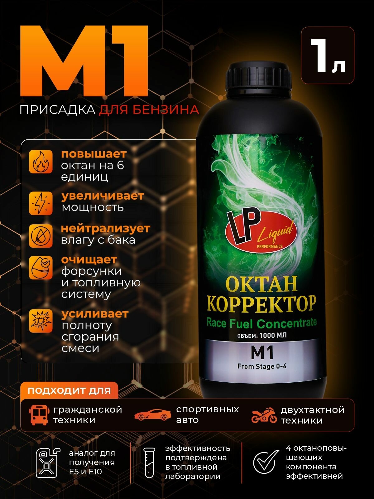 М1 Октан корректор 1л для бензина присадка в топливо
