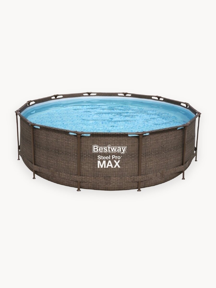 Каркасный бассейн Steel Pro Max Bestway 366х100см "Ротанг" 9150л, фил.-насос 2006л/ч, лестница 56709