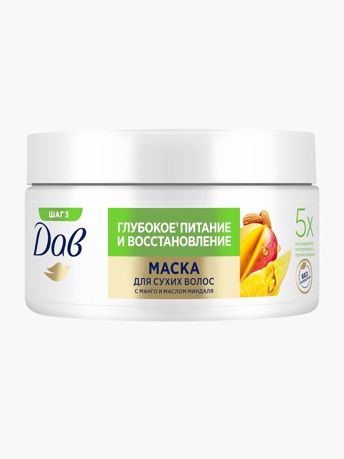 Дав Маска для волос Глубокое Питание восстанавливающая питательная с манго и маслом миндаля, 300 мл
