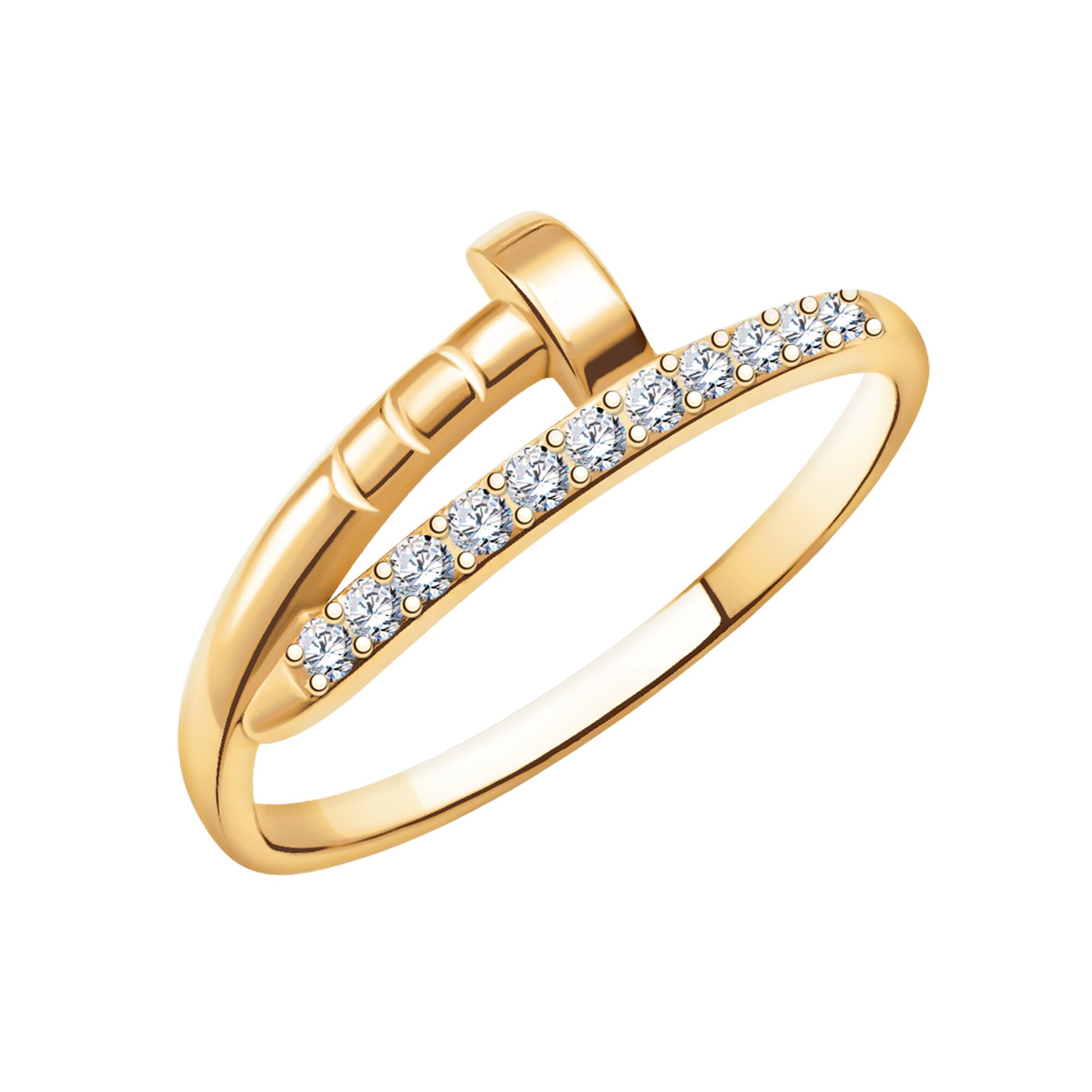 Кольцо Diamant online, красное золото, 585 проба, фианит