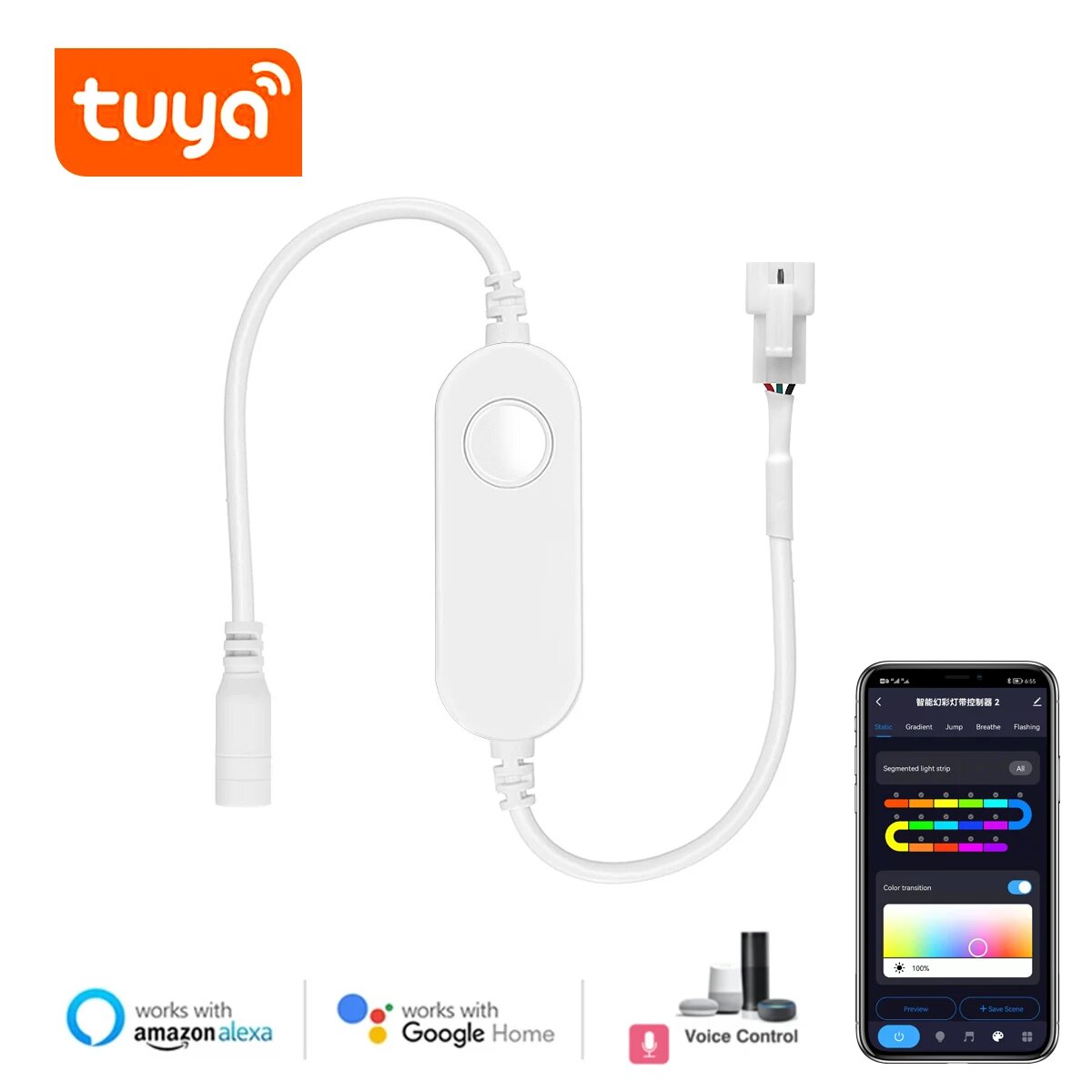 RGBIC контроллер Tuya для светодиодной ленты 12/24В