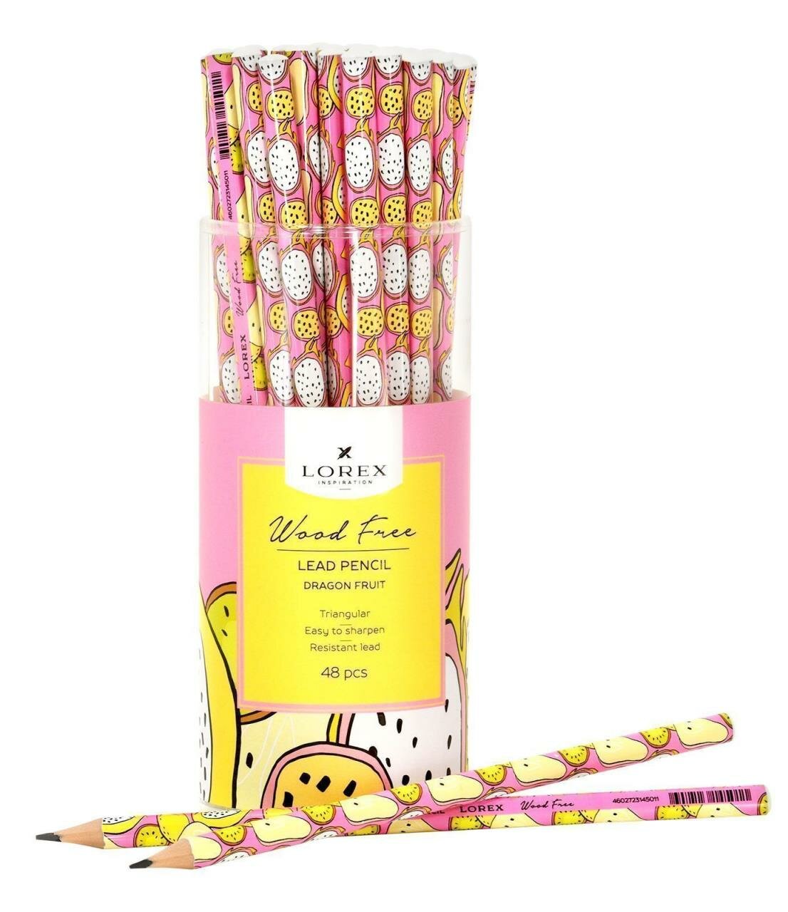 Карандаш чернографитный пластиковый LOREX WOOD DRAGON FRUIT НВ заточенный, трехгранный 1 шт