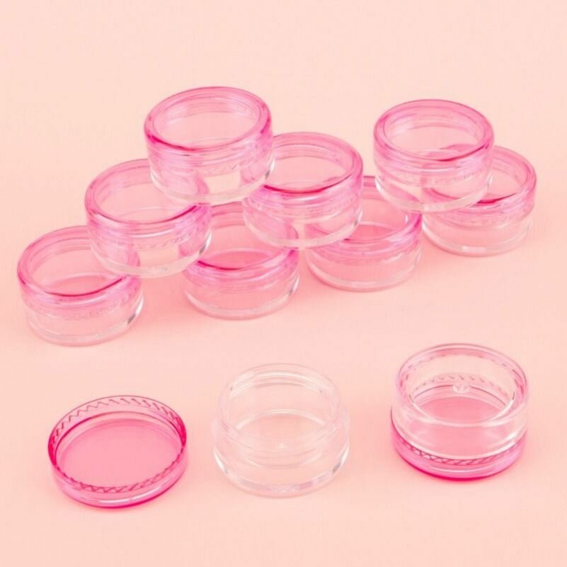 Пустые баночки для косметики 5 мл 10 шт светло-розовые удобное хранение пробников страз бисера и декоративных элементов