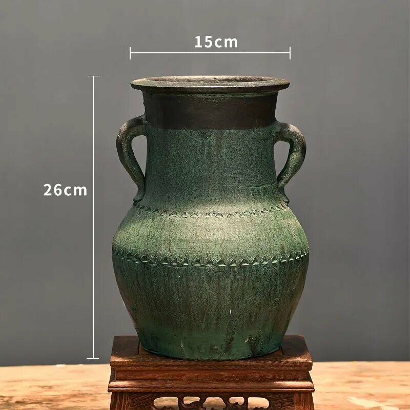 Ваза "Старинная глиняная ваза ручной работы из грубой керамики", 30 см , Керамика, Фаянс, 1 шт