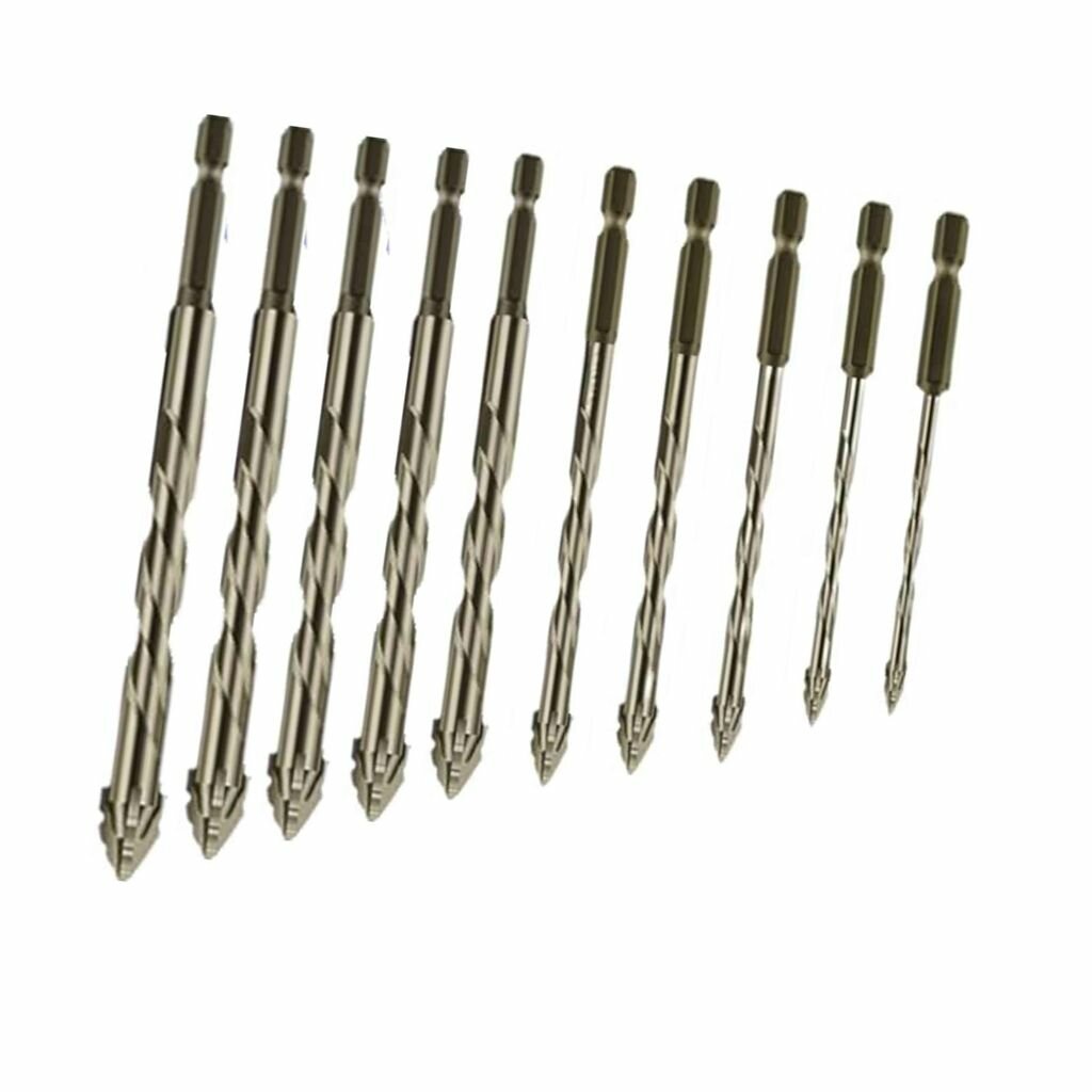 Садовые инструменты+Четырехлопастное зазубренное эксцентриковое сверло для керамической плитки, бетона, стекла, перфоратор сухого поперечного сверла-10шт