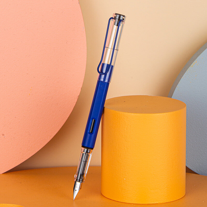 HERO [Back-To Gift] Fountain Pen 1359 Mini Blue EF Nib Thin-Thick Plate Craft Student Handwriting Practice Iridium Gold Fountain Pen (Includes 6 Ink Cartridges)