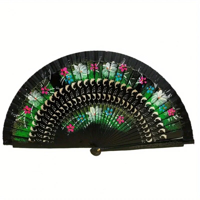 Деревянный складной веер black