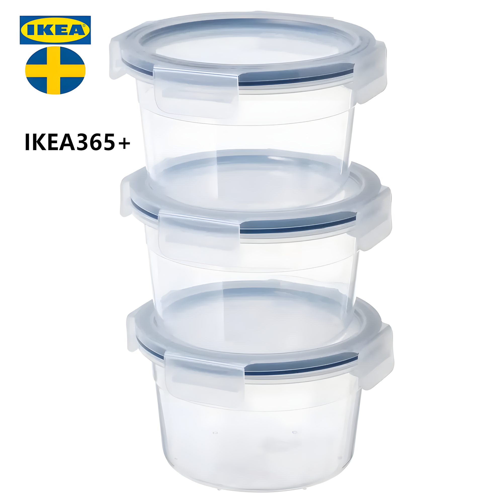 IKEA 365+ контейнер для продуктов с крышкой 3 шт, круглой формы/пластик, 750 мл