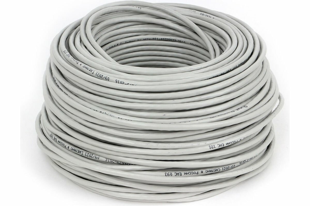 Кабель SkyNet Standart UTP indoor 4x2x0,48, медь FLUKETEST категории 5e одножильный 100м box серый CSS-UTP-4-CU/100