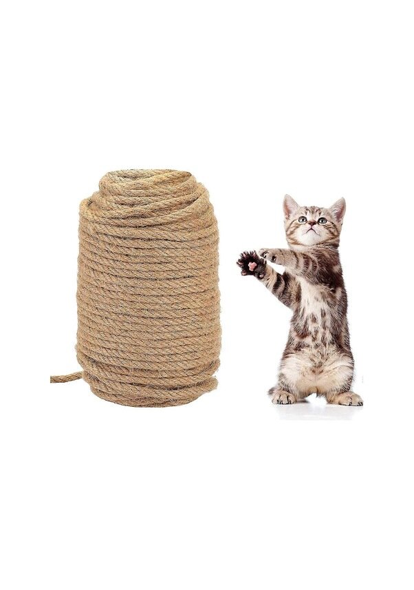 Сизалевая веревка для кошачьего дерева, самодельный столб для лазания, игрушечная кошачья лазалка, запасная веревка, ножка стола, кошачья мясорубка, держатель для кошачьего корма, цвет: 50 м, размер: 6 мм