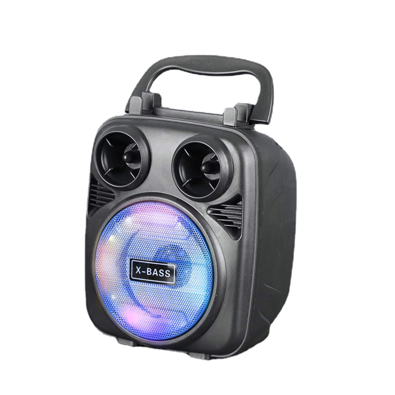 (1) Портативная колонка, беспроводная колонка с сабвуфером, поддержка USB FM LED-синий