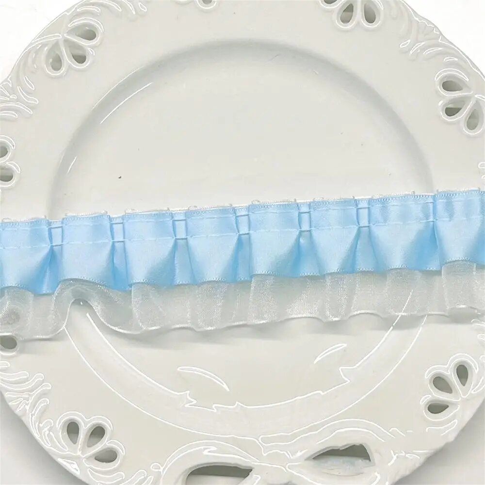 Кружевная атласная лента из органзы, 1 метр, 4 см, синяя Голубой, Синий