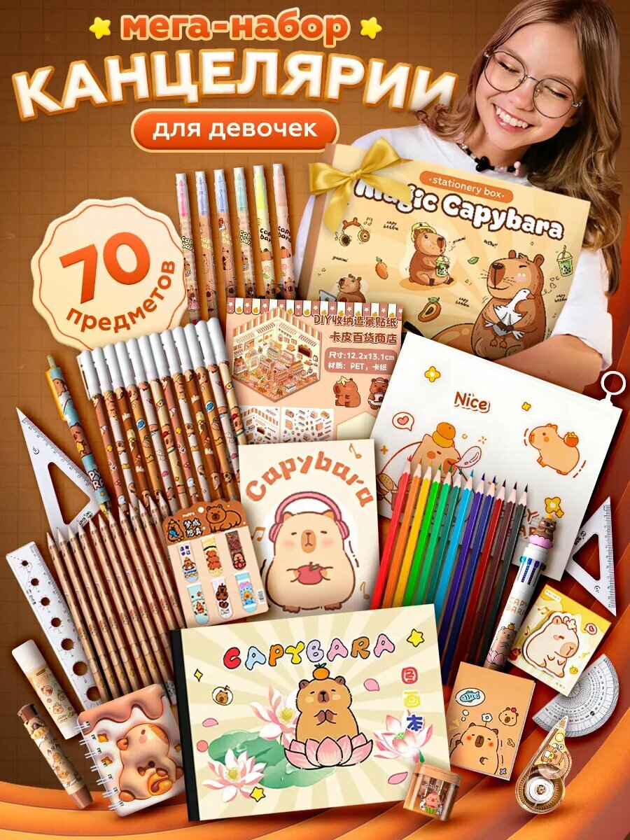 Подарочный набор канцелярии с органайзером Капибара