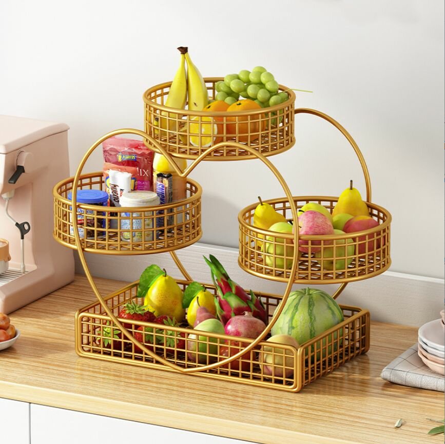 Ярусная фруктовница для сервировки стола стильная подставка для фруктов, десертов и конфет, трехъярусная этажерка из пищ