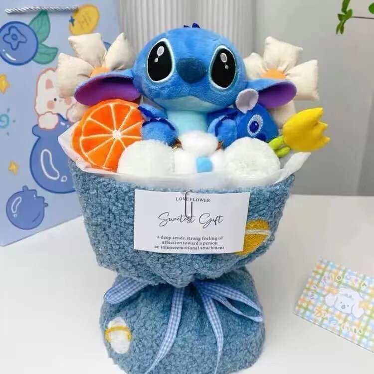 Стич (Stitch)，Мягкий букет из игрушек , синий цвета, 30 см