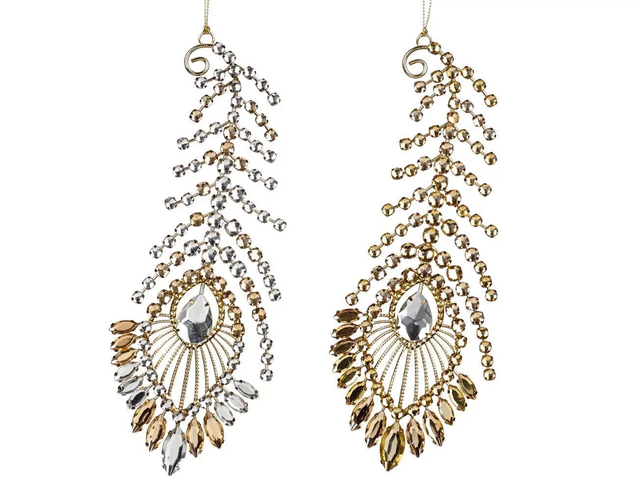 Ёлочное украшение перо птицы-феникс серебристое, металл, пластик, 21 см, Goodwill