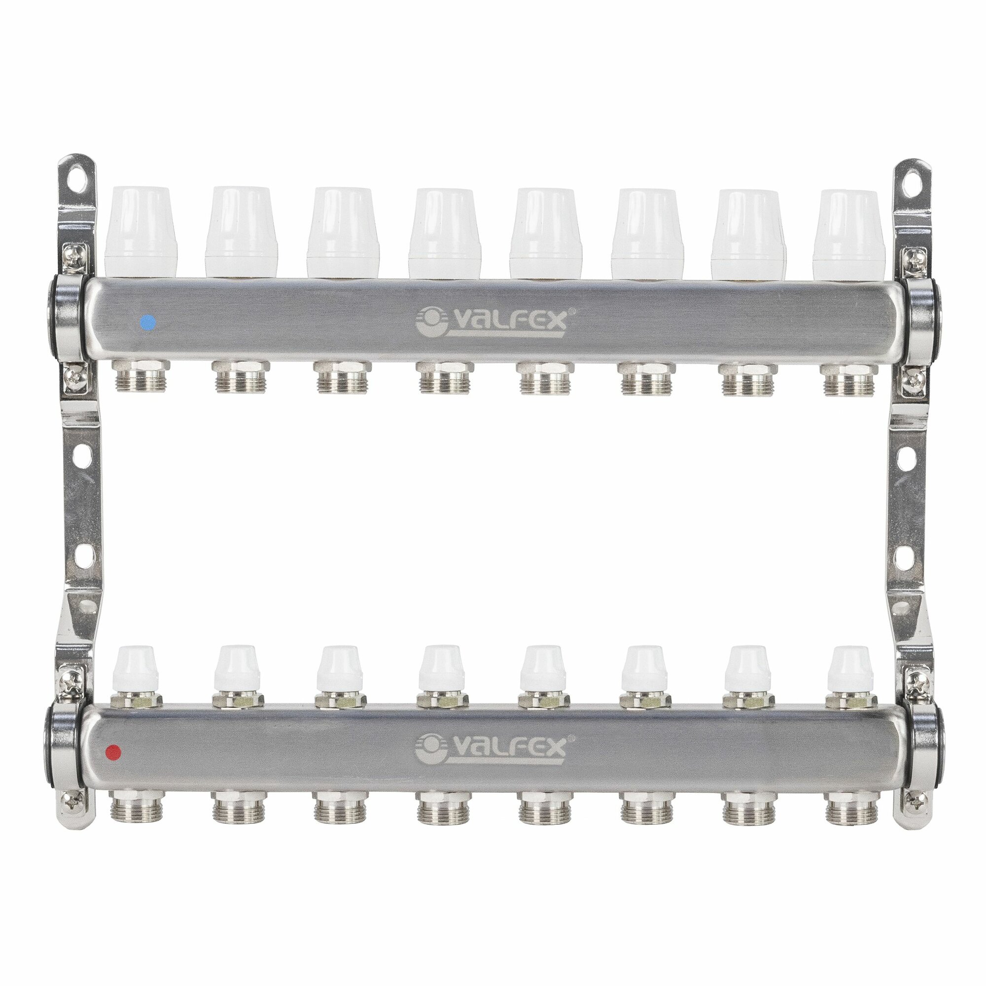 Коллекторная группа 8 контуров для отопления, нерж. сталь, VALFEX, VF.582.0608