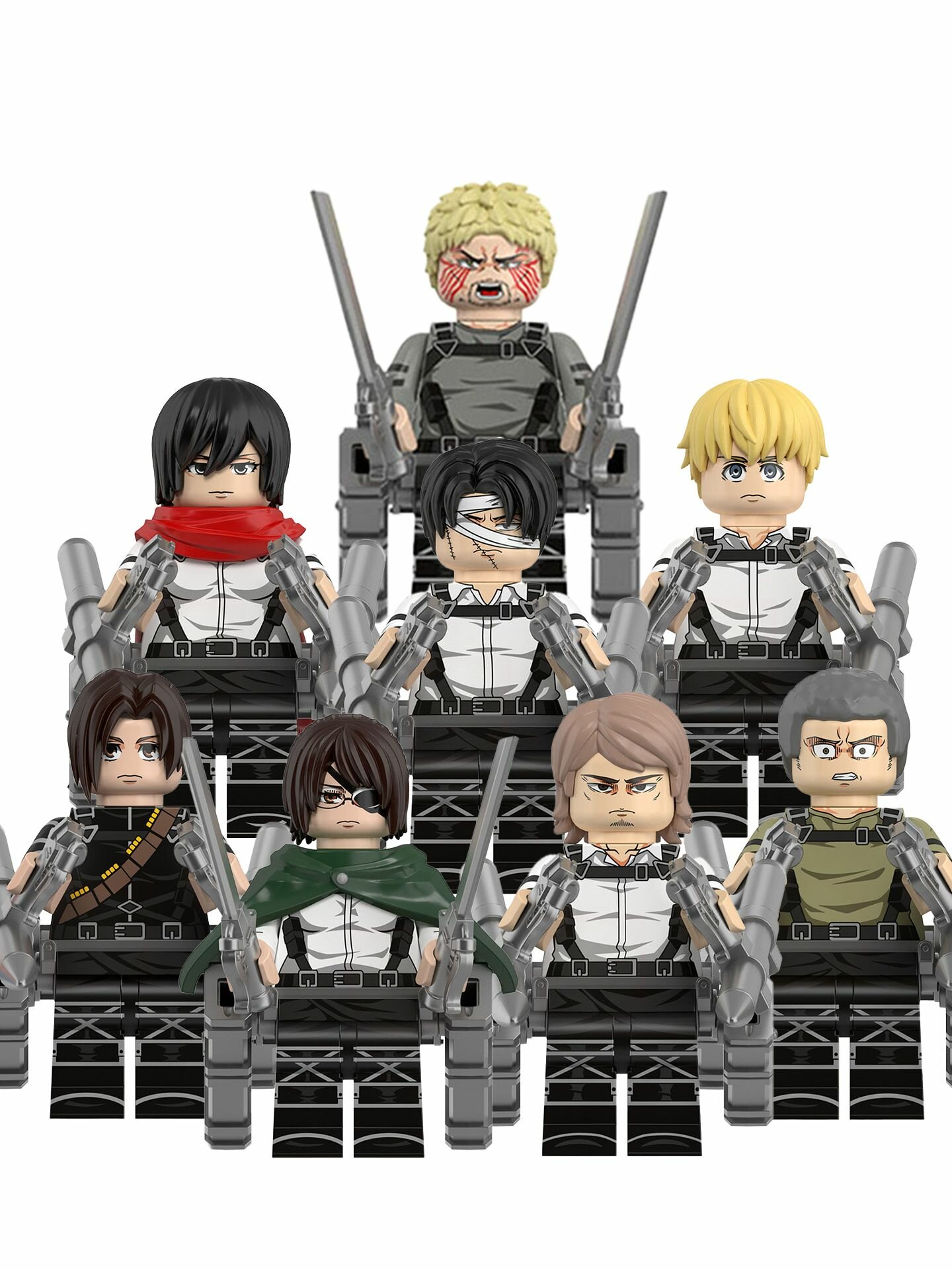 Набор минифигурки Атака Титанов: Последняя атака 8шт / Attack on Titan (4.5cm, пакет)