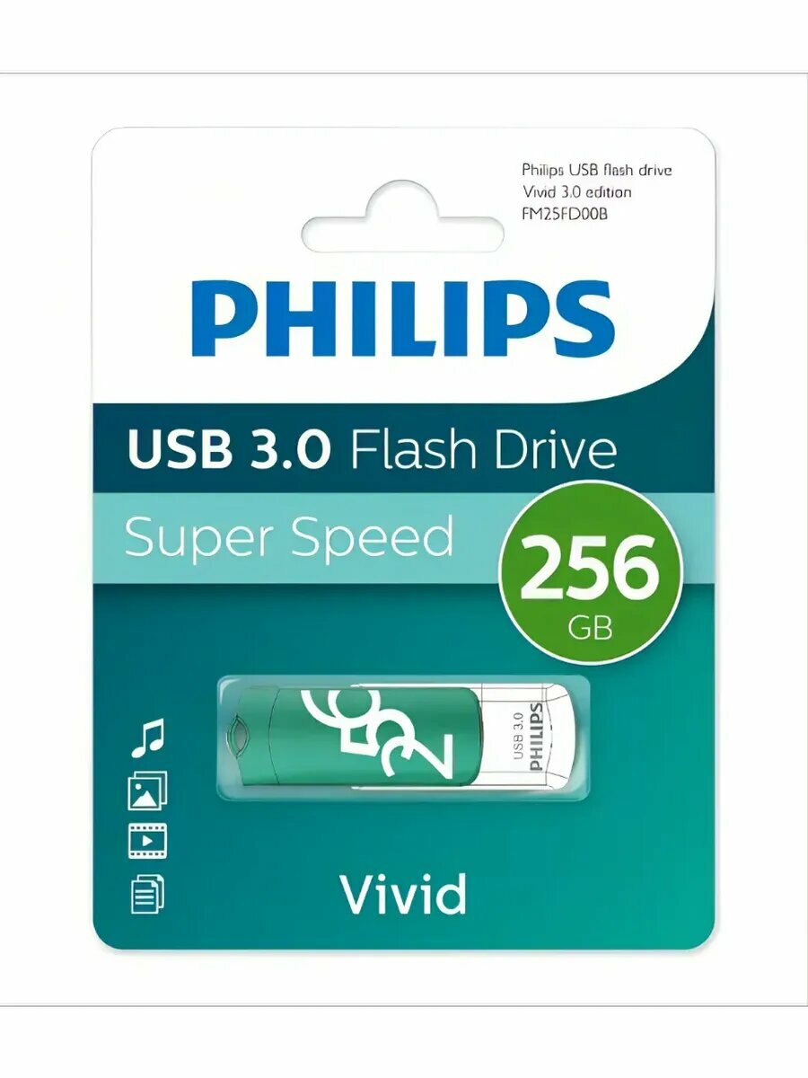 USB-флешка PHILIPS Vivid 3.0 (FM25FD00B/97) 256GB, USB 3.0 Зеленый