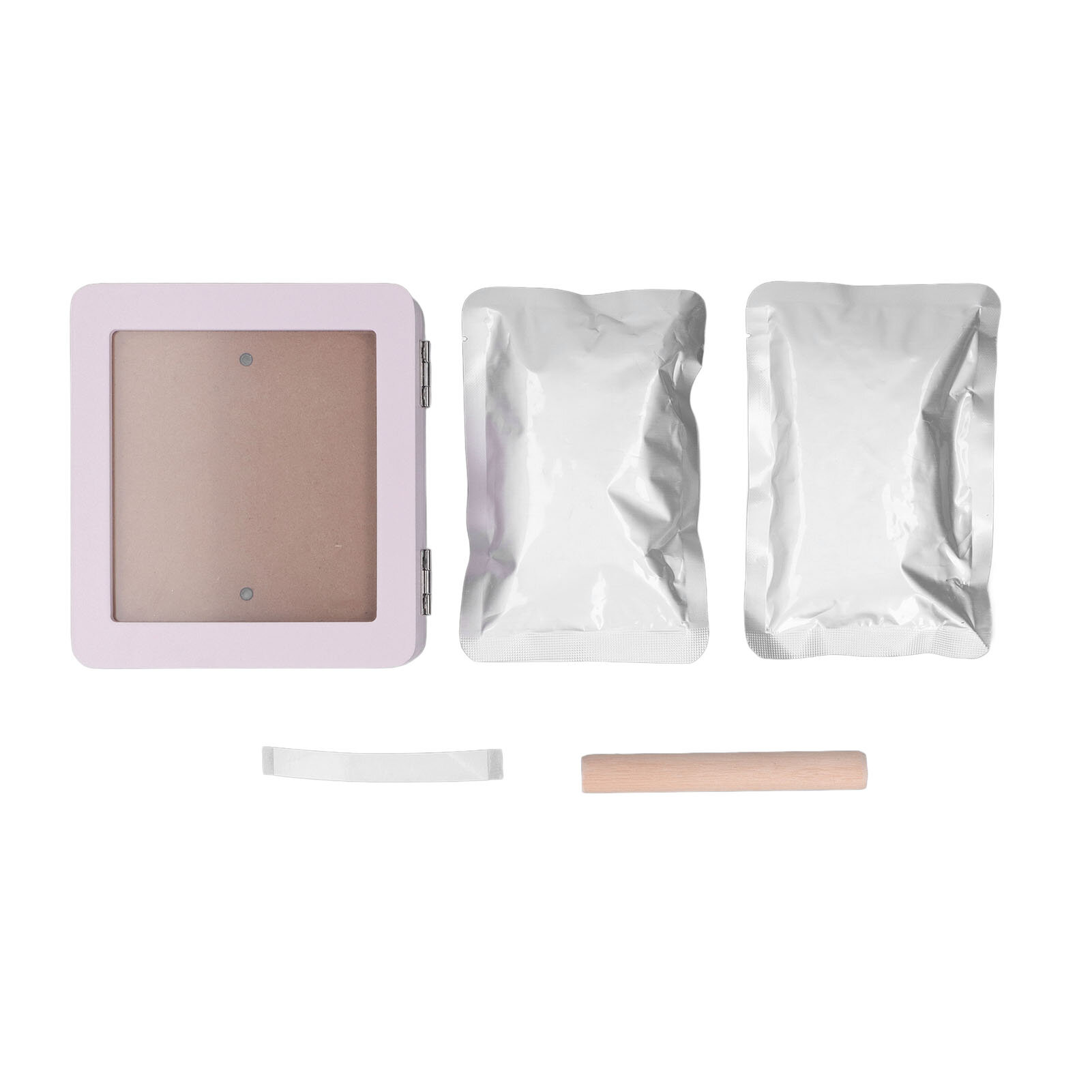 Фоторамка для УЗИ (3 шт.) из дерева, складная, для первой фотографии беременности и малыша, белая чернильная подушечка, розовая.