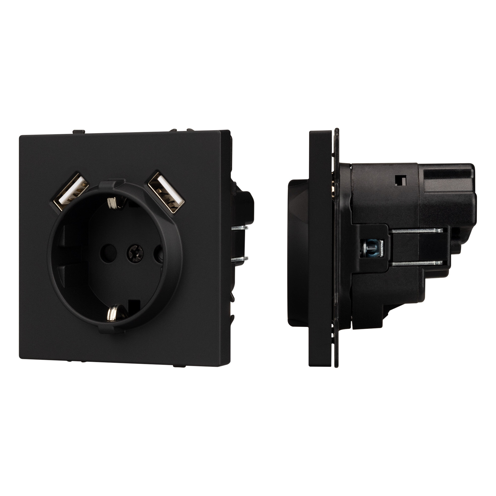 Механизм розетки с USB зарядкой SCT-NOBE-MUAA-SFPL-BK (230V, 16A) (Arlight, Черный оникс) 054289