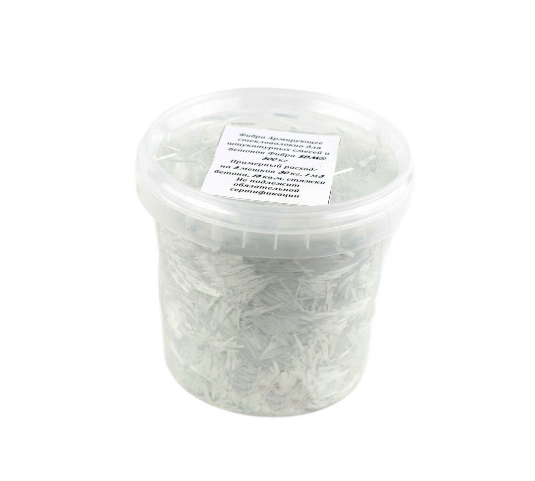 Фибра стекловолоконная 1 кг для повышения прочности бетонных и цементных растворов