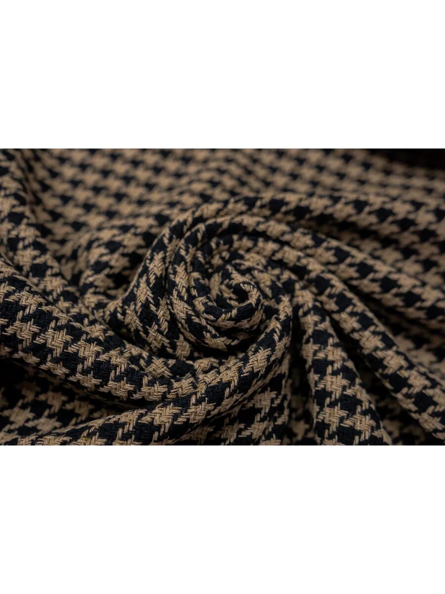 Ткань Твид хлопковый черно-коричневая гусиная лапка