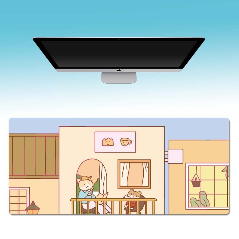 Коврик для мыши Liangcaida "Кофейня", натуральный каучук, ручная роспись